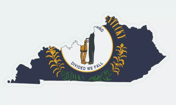 Kentucky State Map Outline with Flag Sticker, Decal, Vacation Sticker ...
